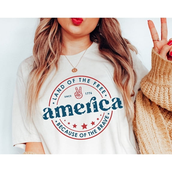 America Tshirt Land of the Free Because of the Brave shirt 4th of July ...