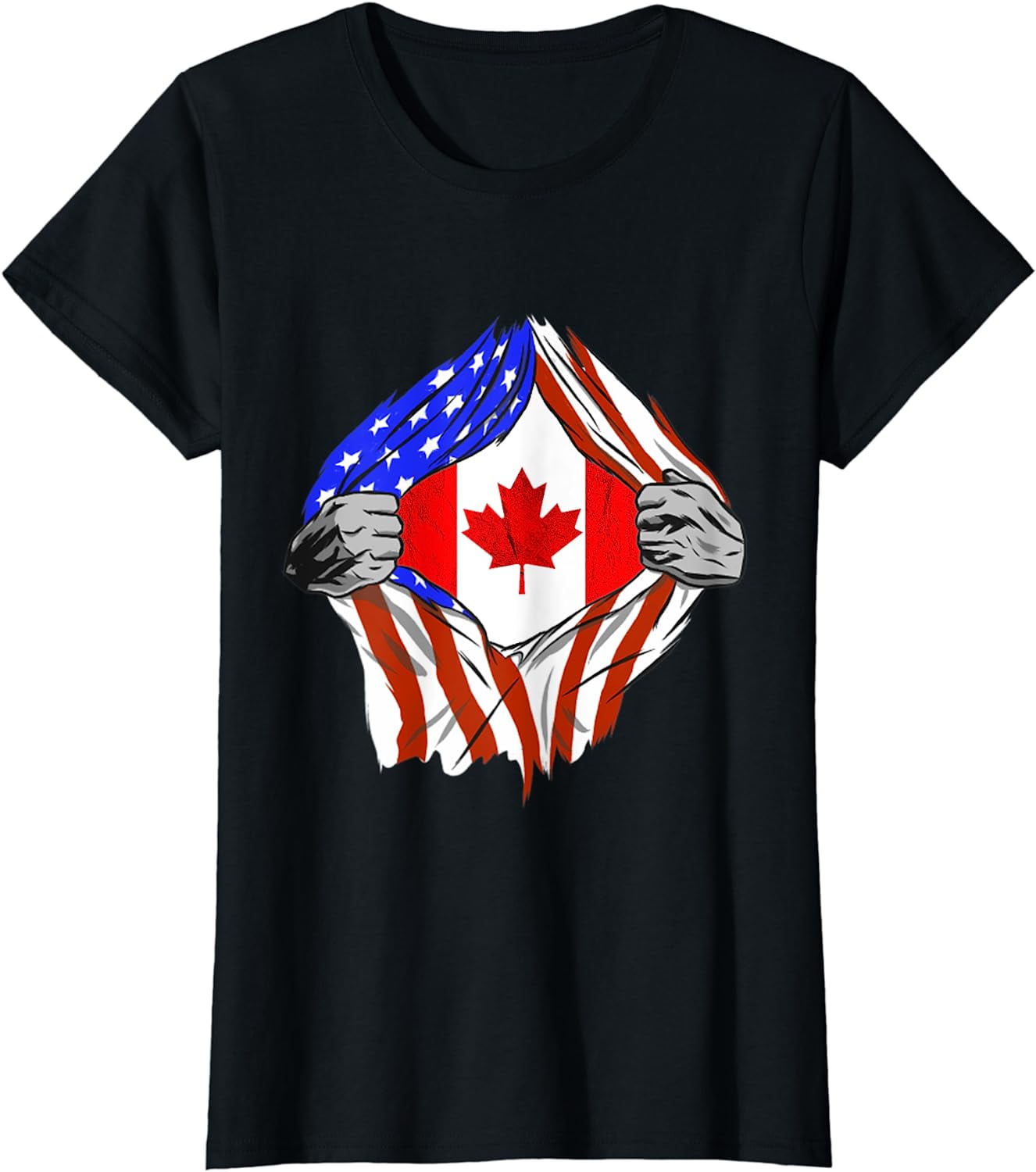 America USA Canadian Flag Chest Canadian Roots Canada T-Shirt - Walmart.com