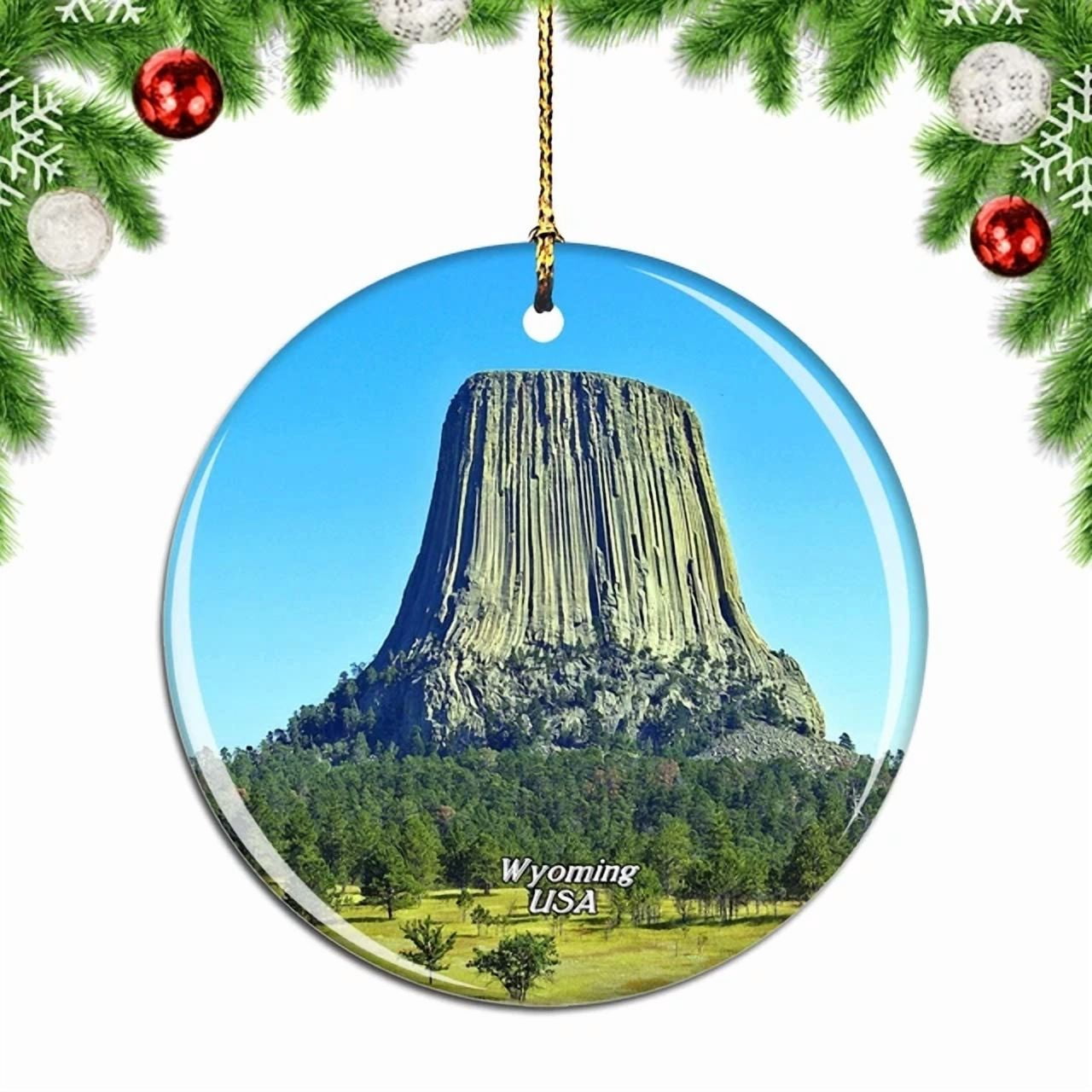 America USA Devils Tower Wyoming kriStmAs ornament city travel souvenir ...