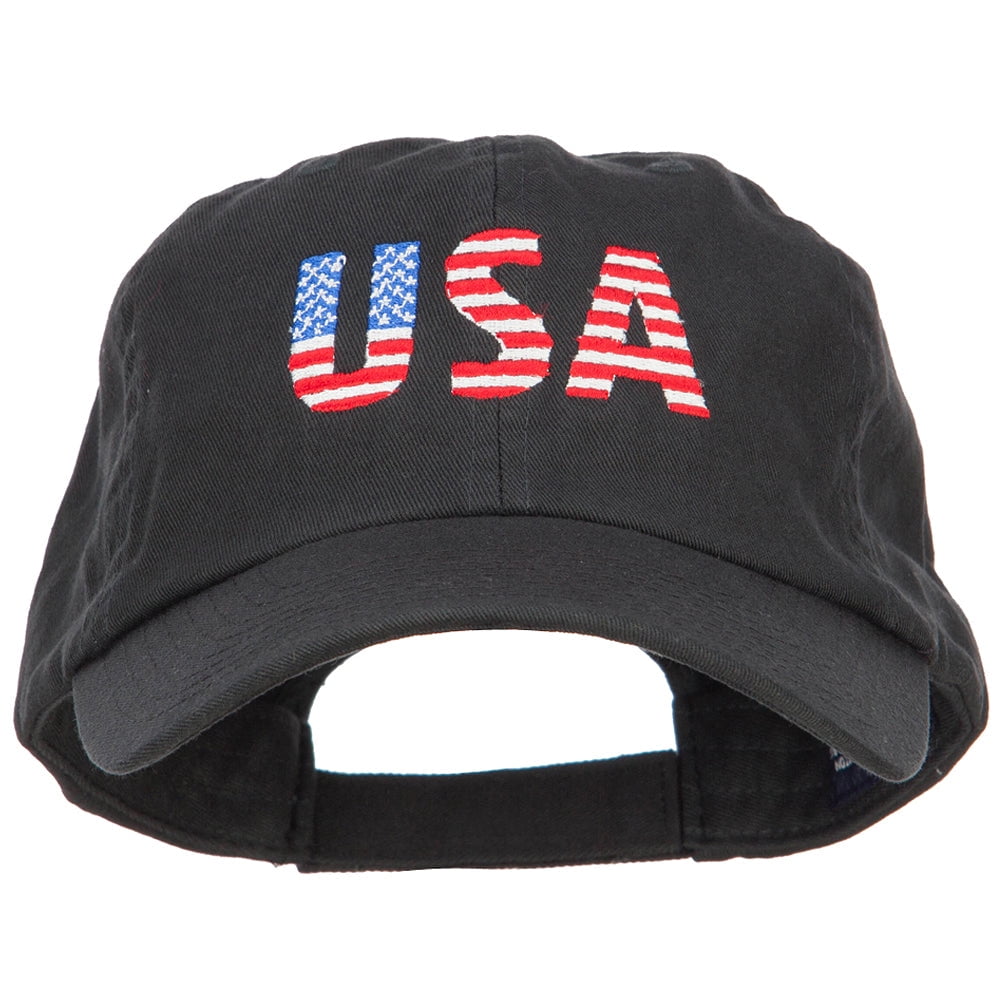 America USA Flag Embroidered Low Profile Cap - Black OSFM - Walmart.com