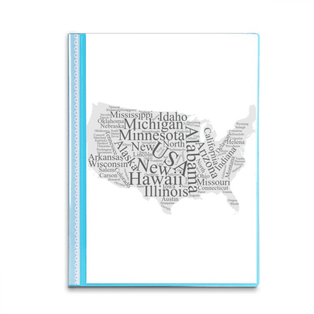 America USA Map City Wordcloud Book Sheet Protectors Portfolio Binder ...