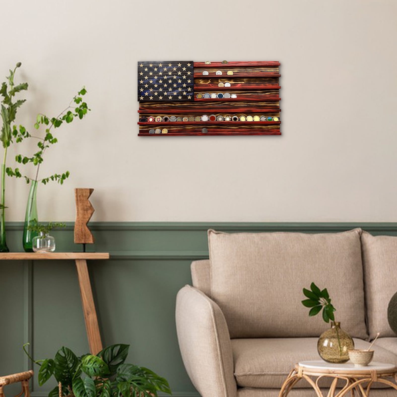 America Us Flag Challenge Coin Display,4th of July Wooden Coin Holder ...
