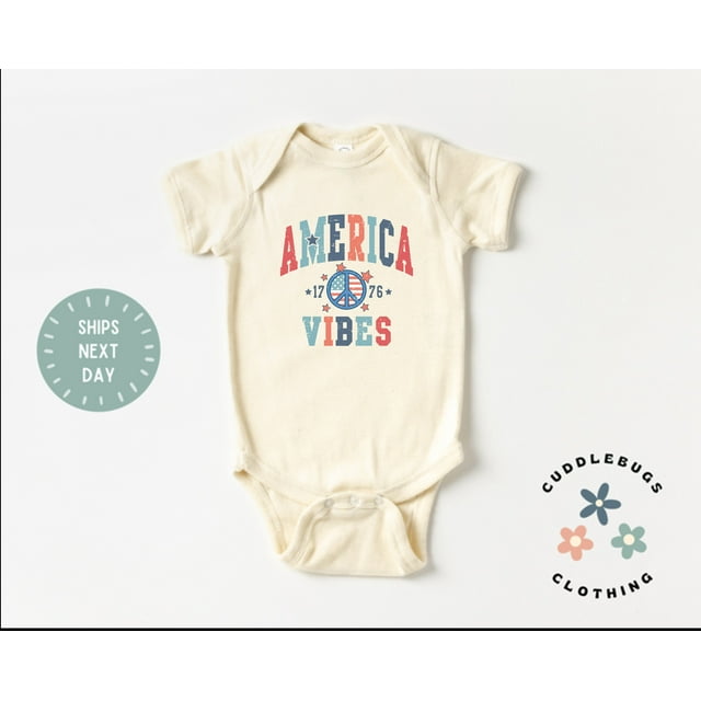 America Vibes Baby Onesies Bodysuit, Fourth Of July Baby Bodysuit ...