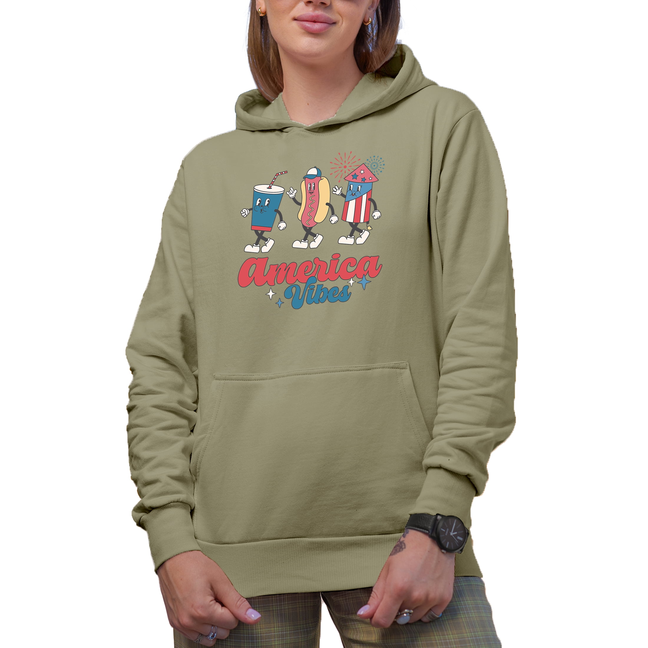 America Vibes, Retro 4th of July Art Merch Gift, Sand Hooded Sweatshirt ...
