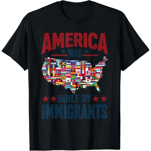 America Was Built By Immigrants USA Map Patriotic Awareness Graphic Art ...