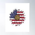 America With Flower Patriotic Usa Floral Leo.Pard Art Design Poster ...