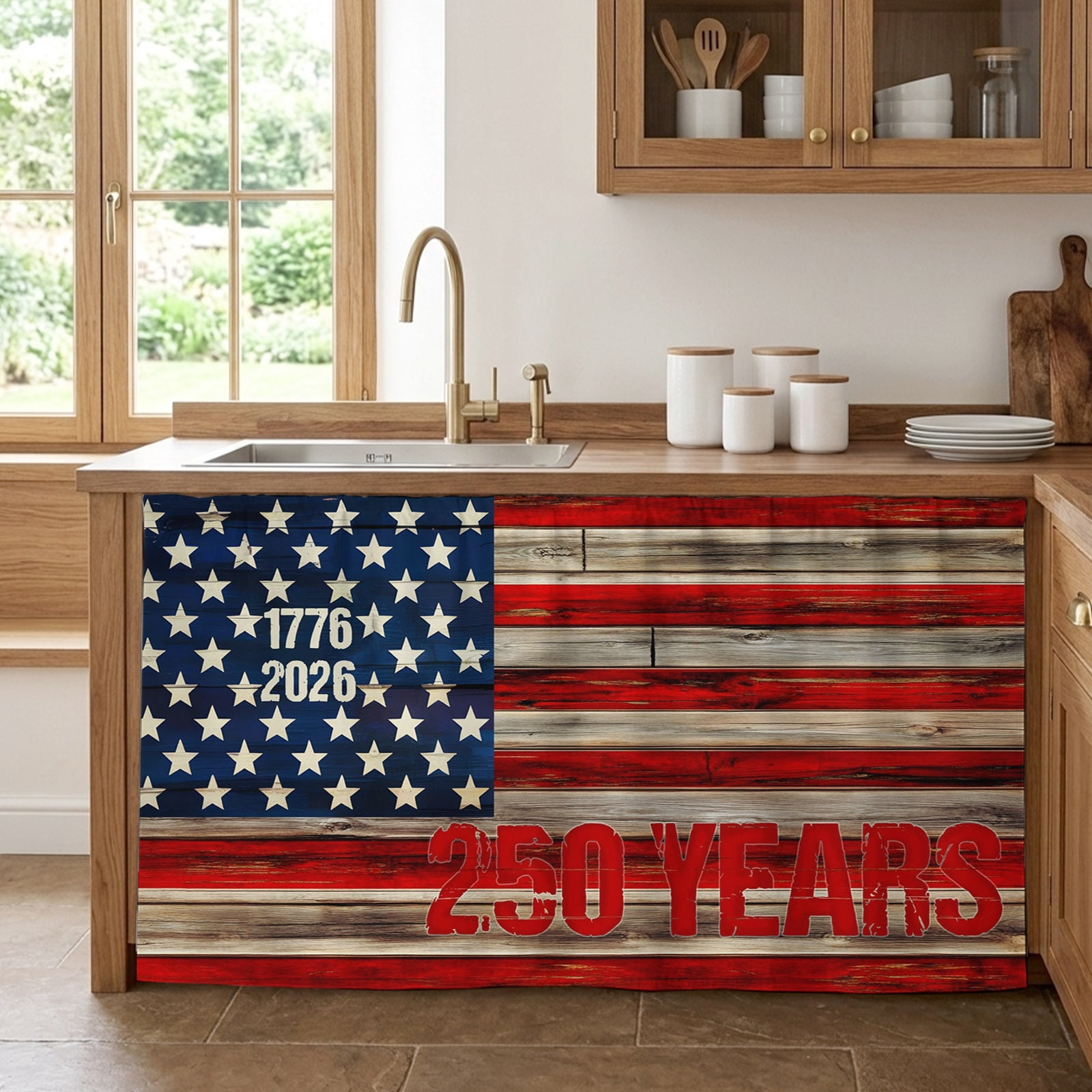 America Years Cabinet Curtains for Kitchen 28"Wx51"L, Independence Day ...