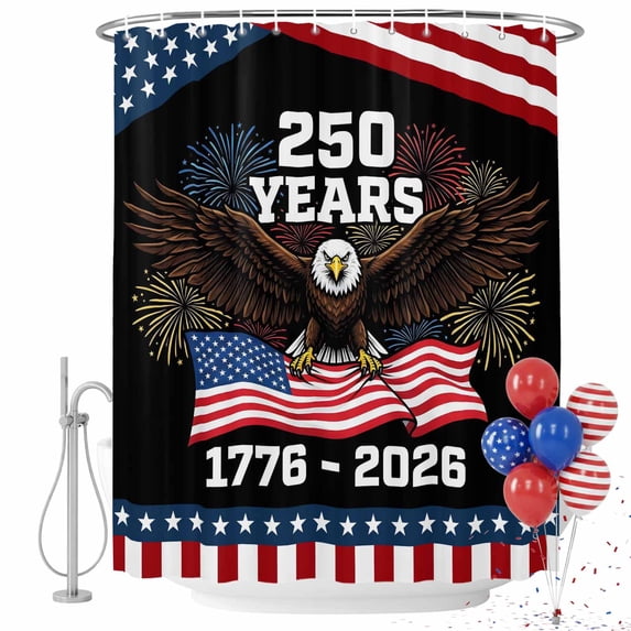 America Years Eagle Shower Curtain for Bathroom, Independence Day Red ...