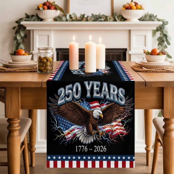 America Years Eagle Table Runner 13x48 Inch Independence Day Lightning ...