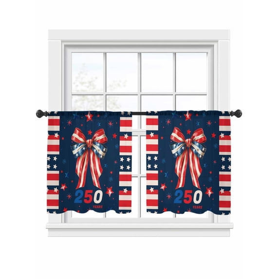 America Years Sheer Curtains 2 Panels Set, USA Flag Bow Star ...