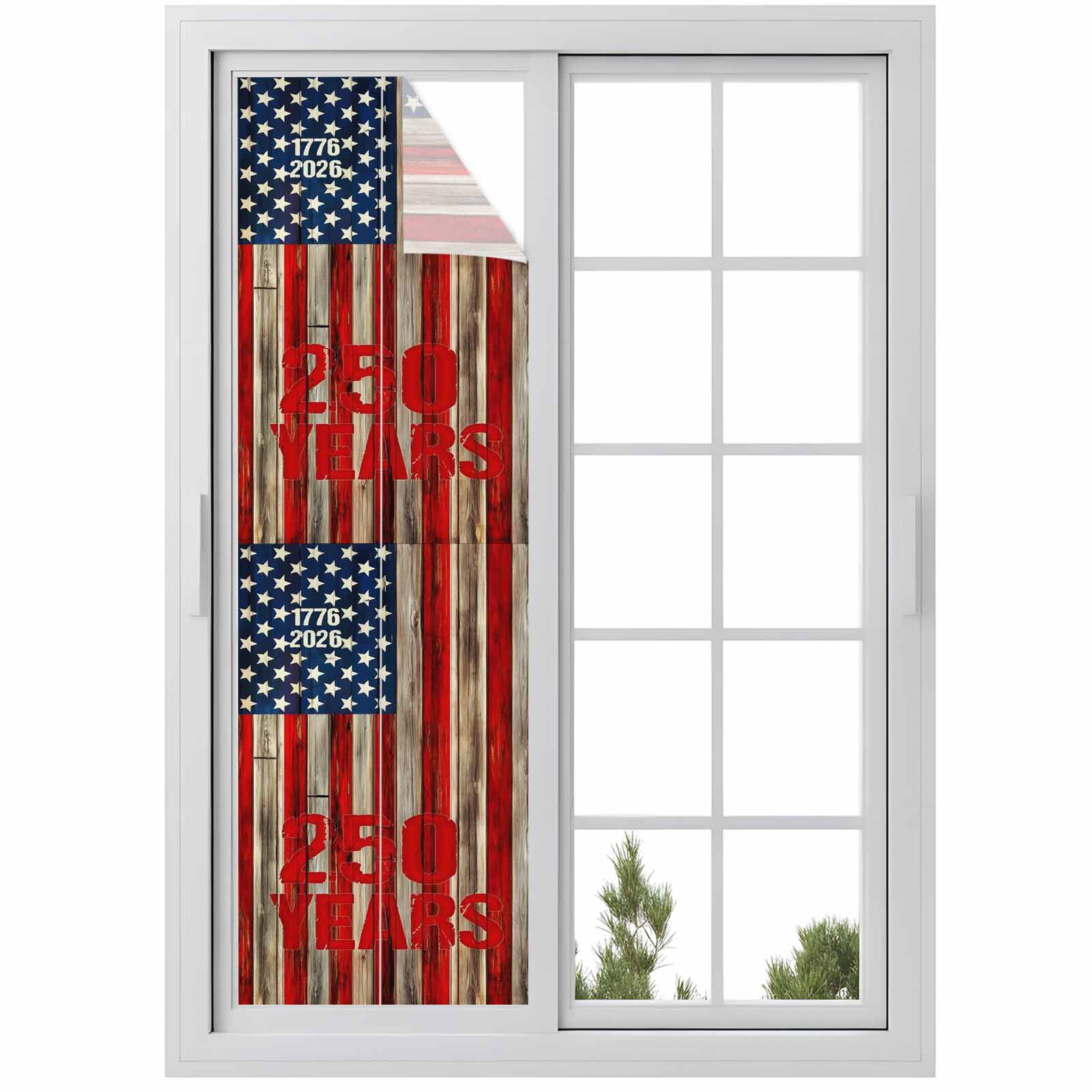 America Years Window Privacy Film, Independence Day Patriotic Red Blue ...