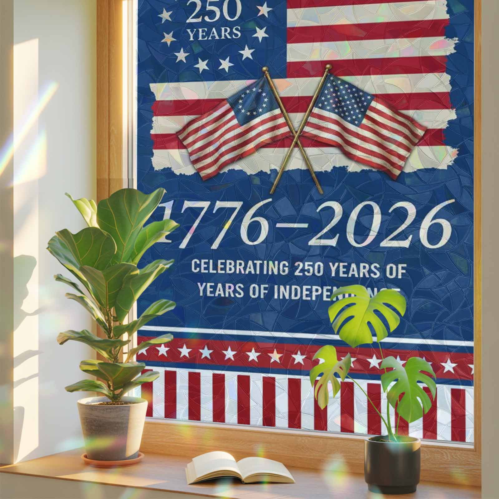 America Years Window Privacy Film, Independence Day Red White Stripe ...