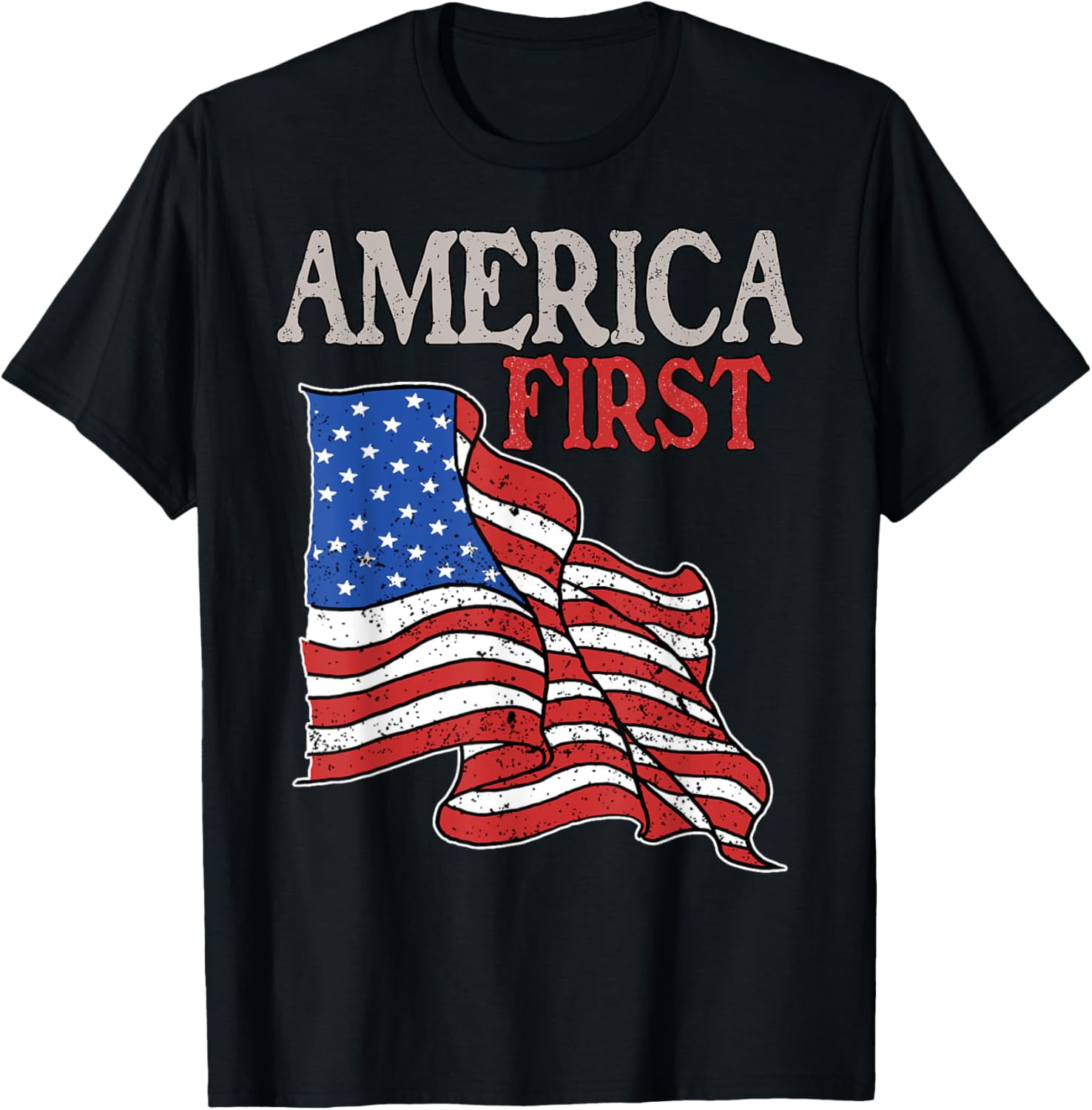 America first USA American patriot flag Memorial Day vintage T-Shirt ...