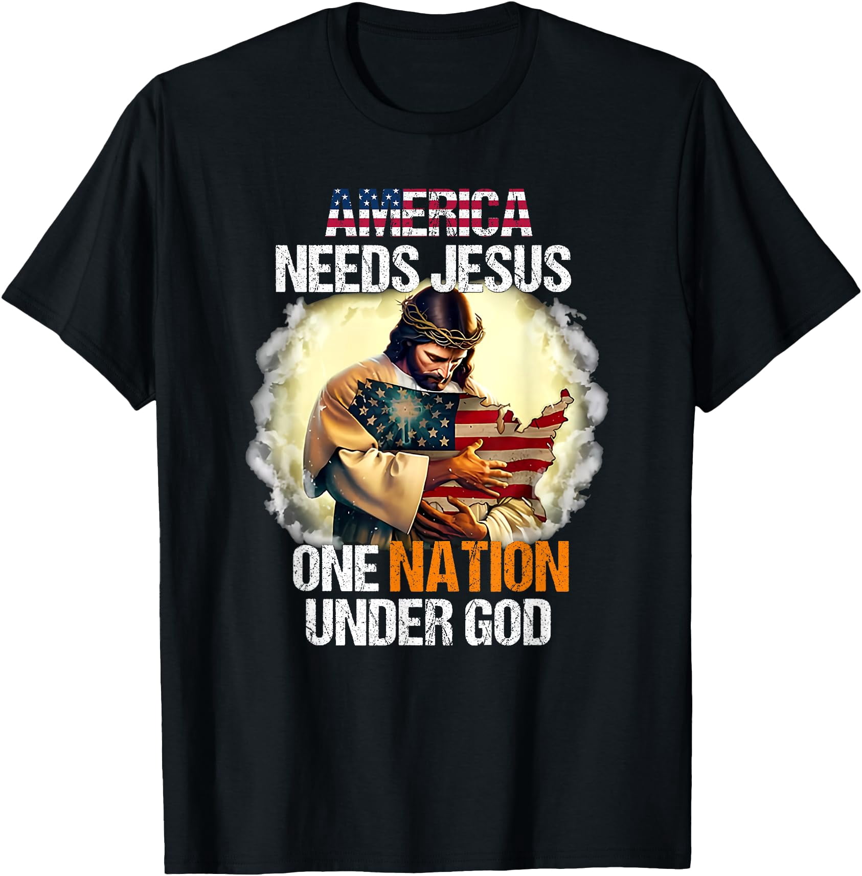 America needs Jesus one nation under God T-Shirt,Black - Walmart.com