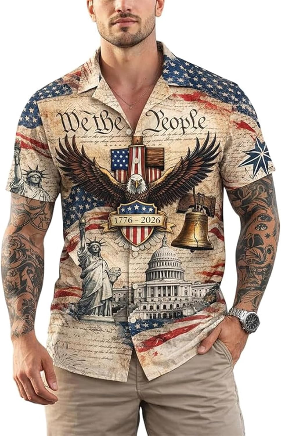America’s 250th Anniversary Hawaiian Shirt 1776-2026 Patriotic Tee for ...