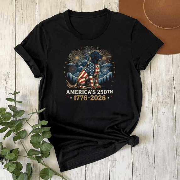 America's 250th Anniversary Patriotic Dog 1776-2026 Unisex T-Shirt, S ...