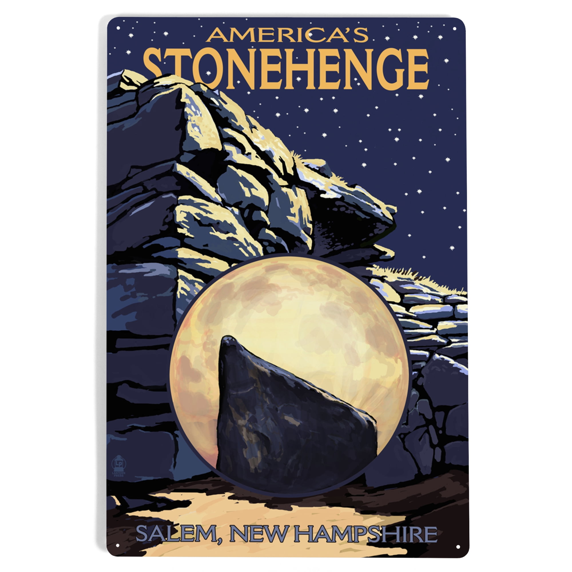 America's Stonehenge, New Hampshire, Night Scene (12x18 Aluminum Art ...