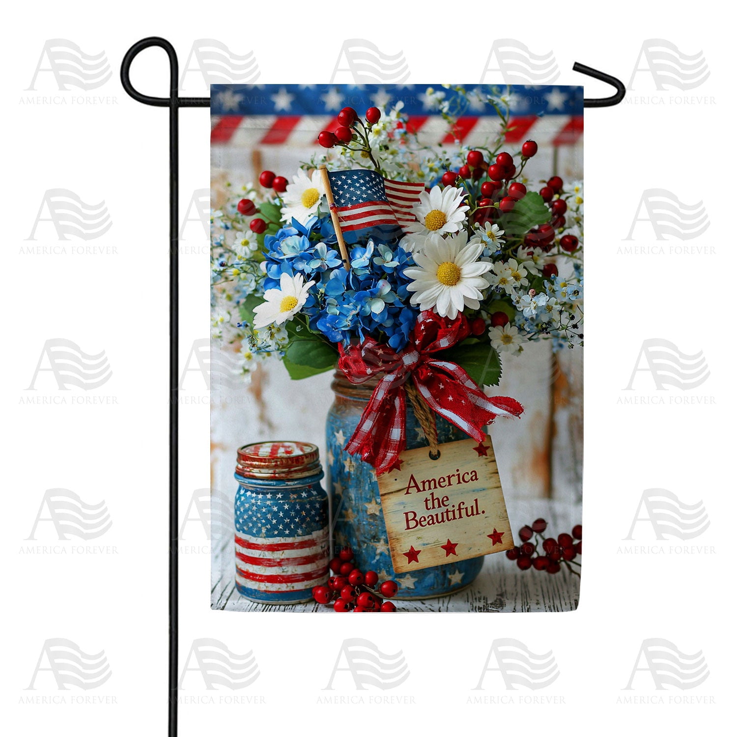 America the Beautiful Mason Jar Rustic Patriotic Country Outdoor ...