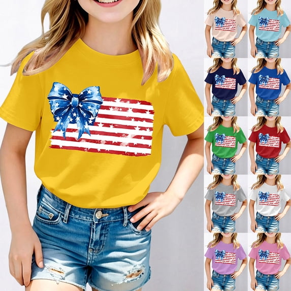 American 250 Anniversary Shirt Kids Girls Independence Day Short Sleeve ...