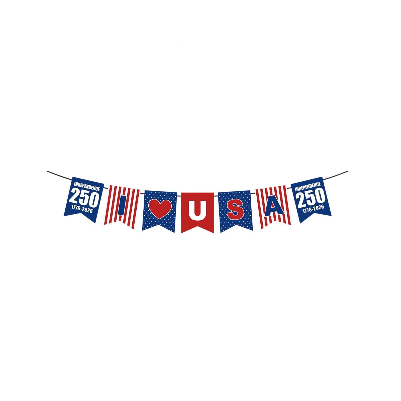 American 250Th Anniversary Flag Banner, Red White and Blue Fourth of ...