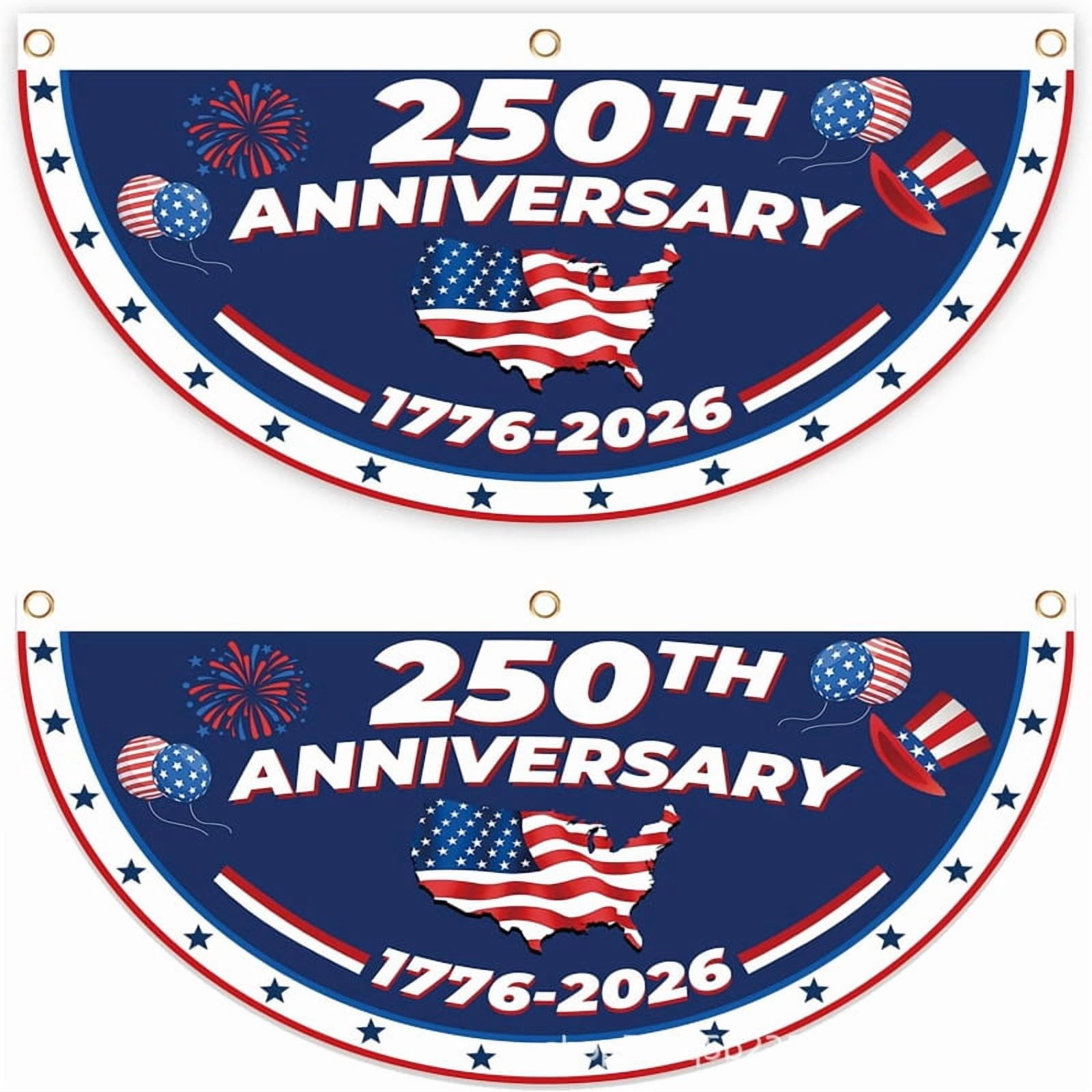 American 25th Anniversary Semicircle Fan Flag Banner Suitable For ...