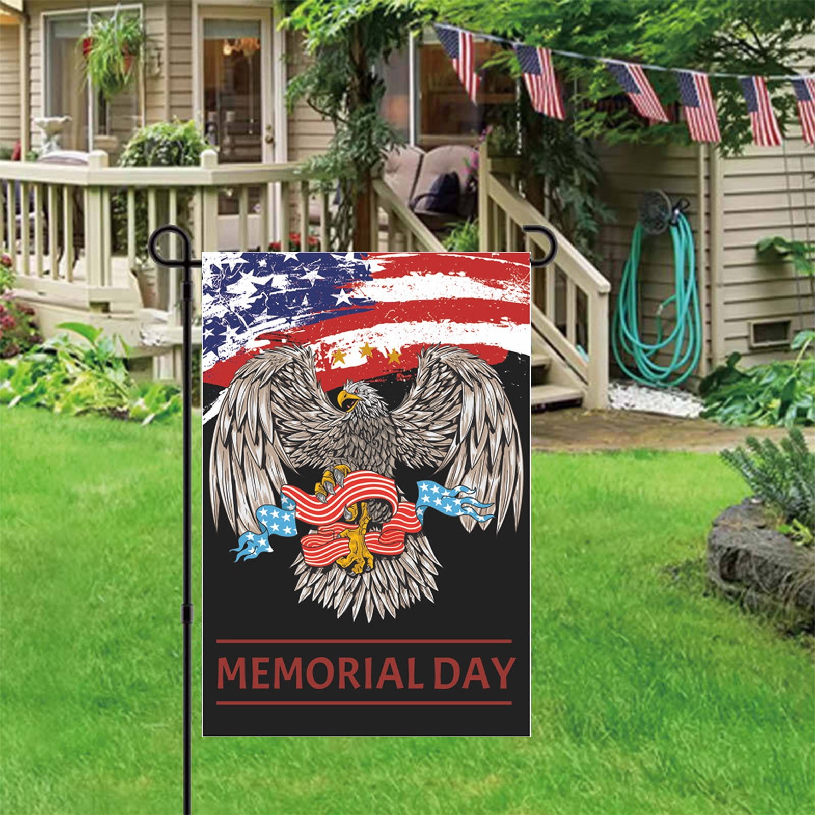 American 4Th Of July Garden Flag 12X18 Inch Double Sided Small Burlap ...