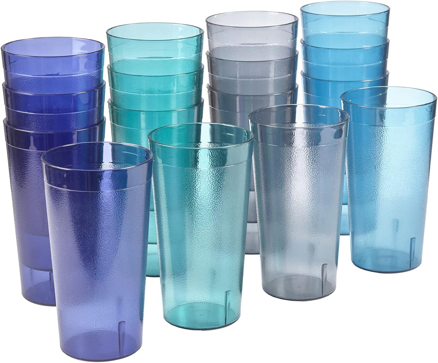American Acrylic Cafe Plastic Reusable Glasses (16 Piece Set) 20 oz ...