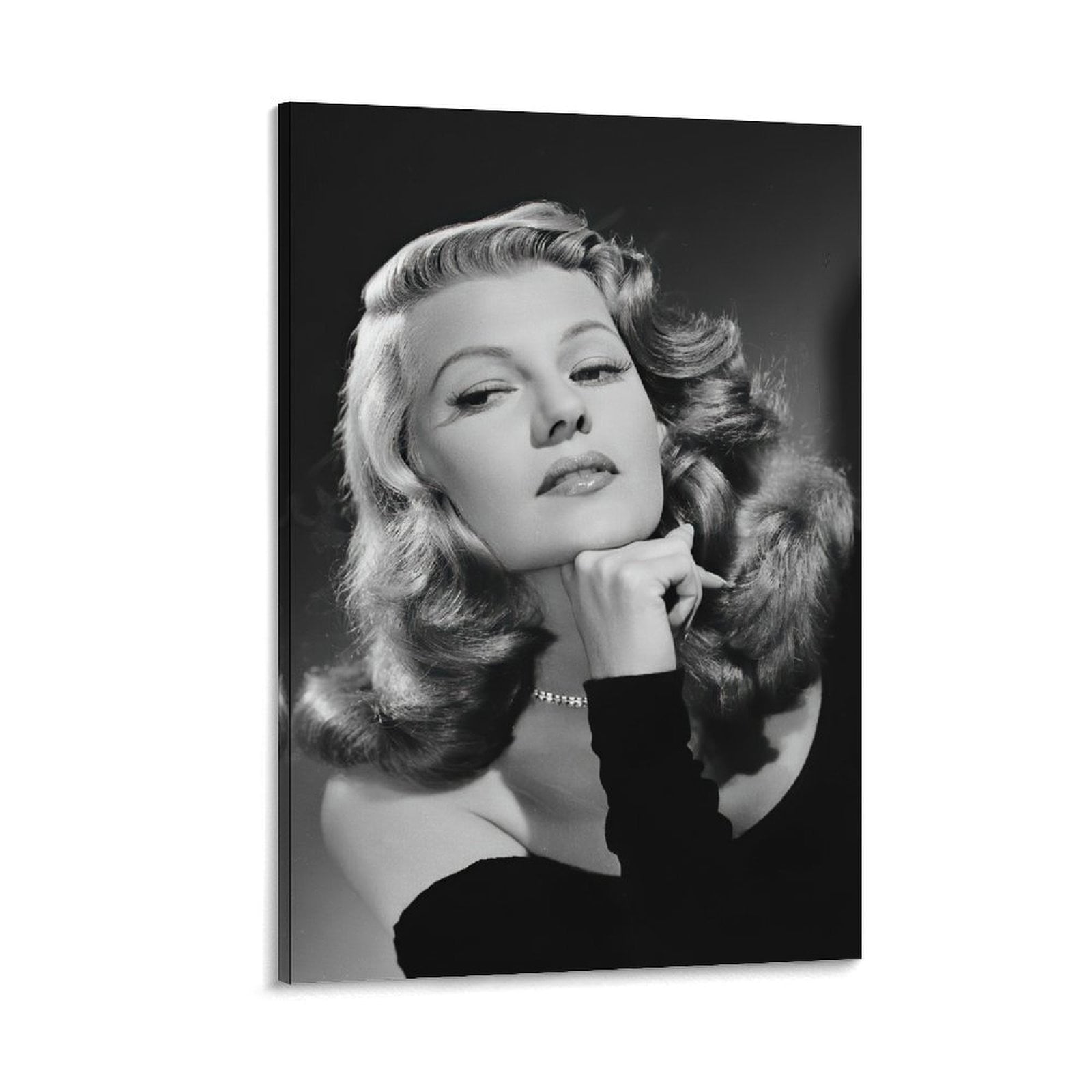 American Actress Rita Hayworth Retro Black And White Poster Canvas Art ...