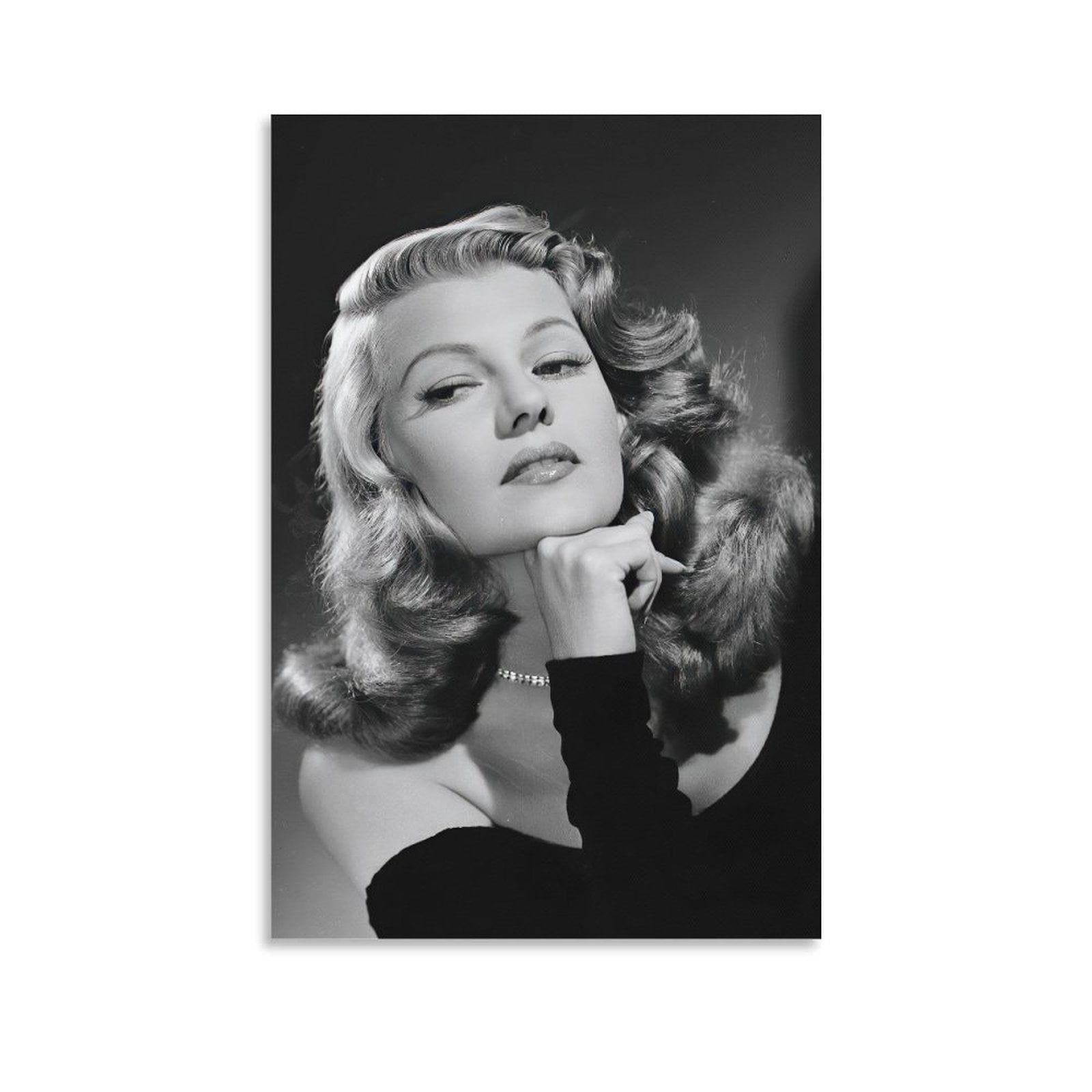 American Actress Rita Hayworth Retro Black And White Poster Picture ...