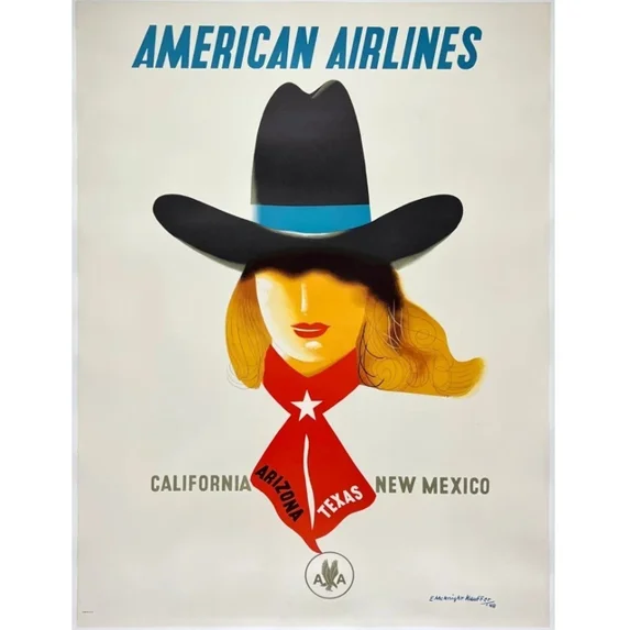 American Airlines - California-Arizona-Texas-New Mexico Poster Art Home ...