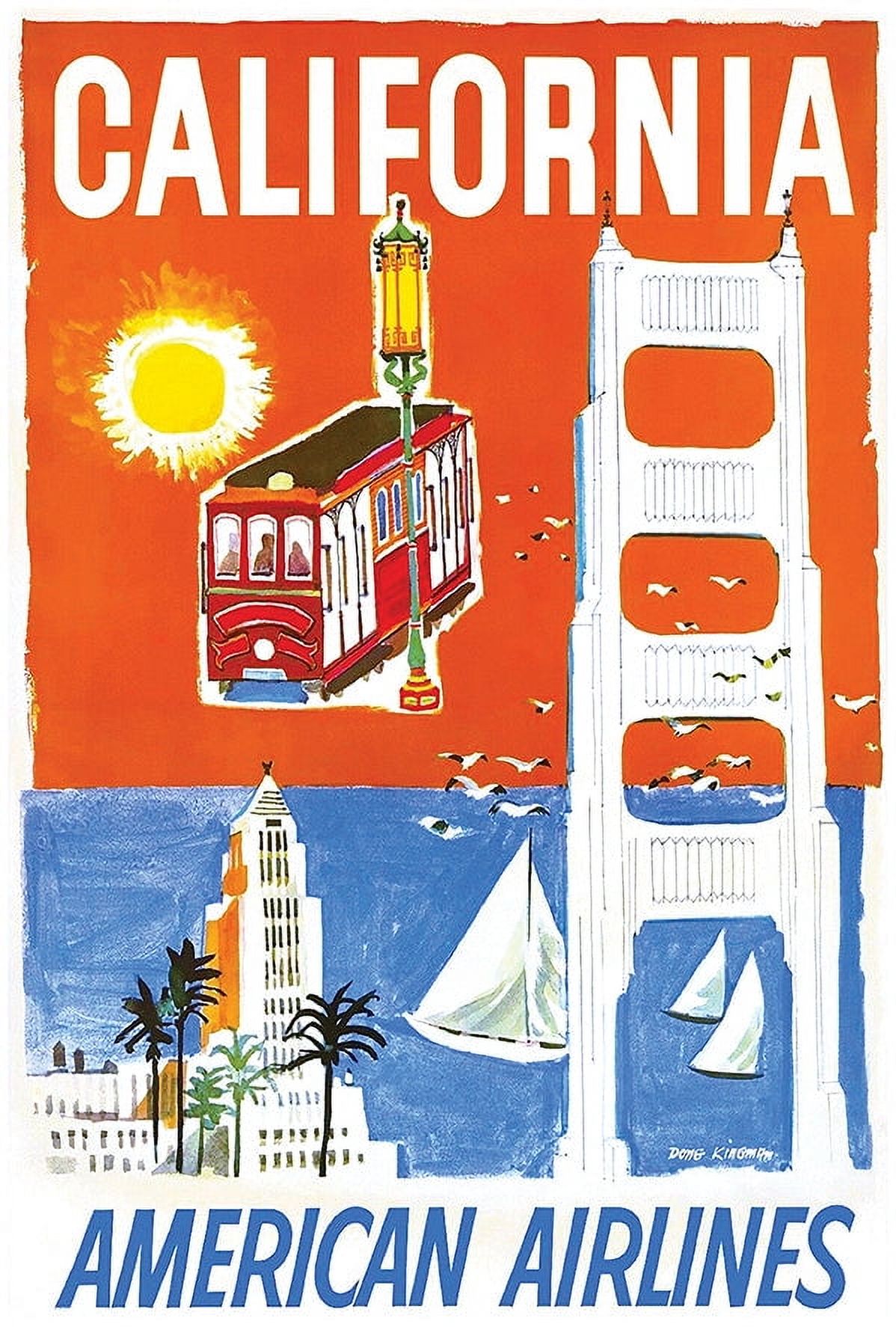 American Airlines - California - Vintage Travel Poster (12x18Inches ...