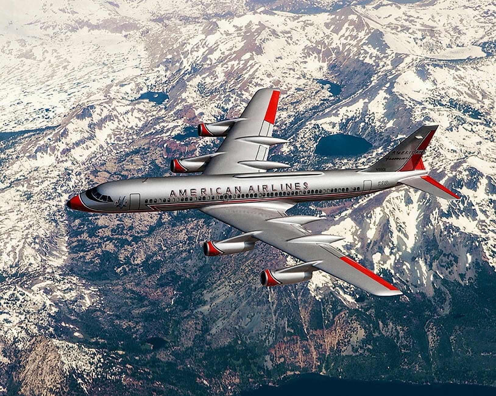 American Airlines Convair 990 Coronado Style -1 - 12x18 Inch Laminated ...