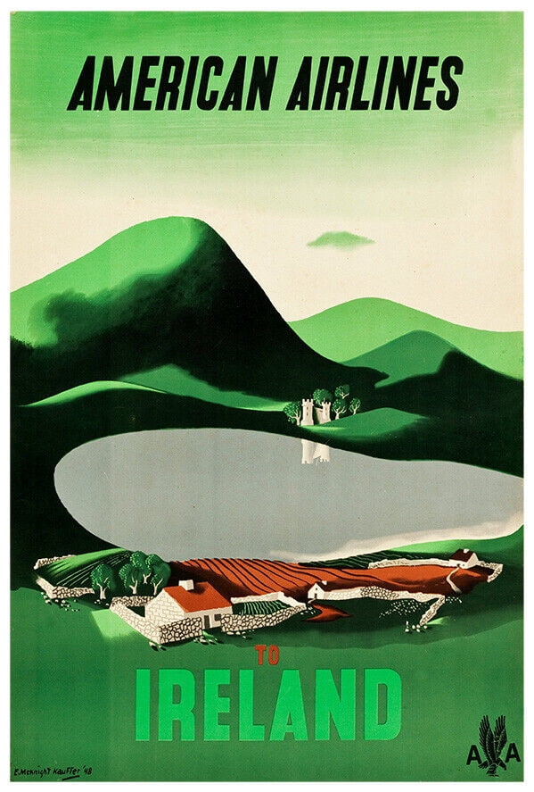 American Airlines - Ireland - Vintage Airline Travel Poster ...