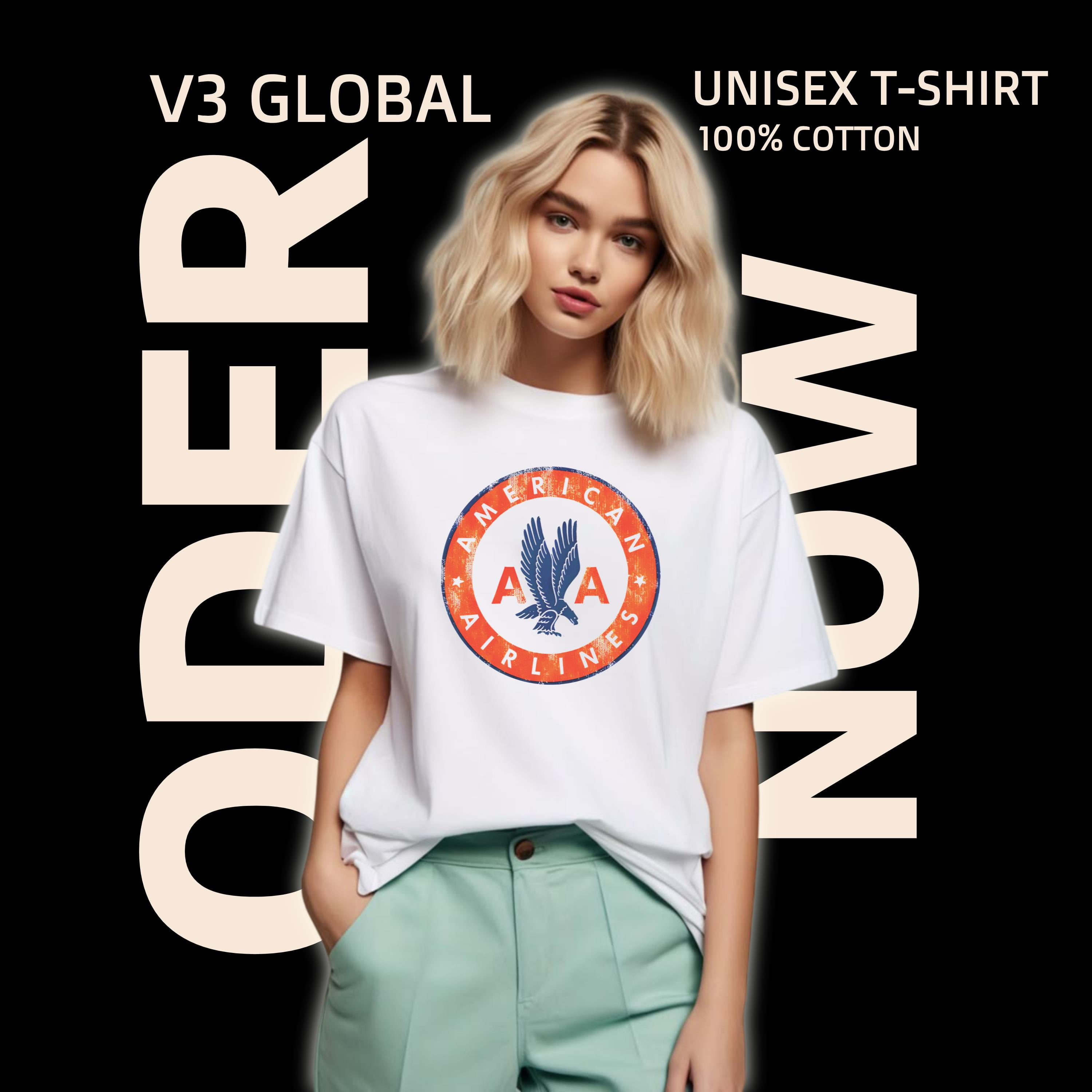 American Airlines Retro Logo Travel Airline T-Shirt, for men & women ...