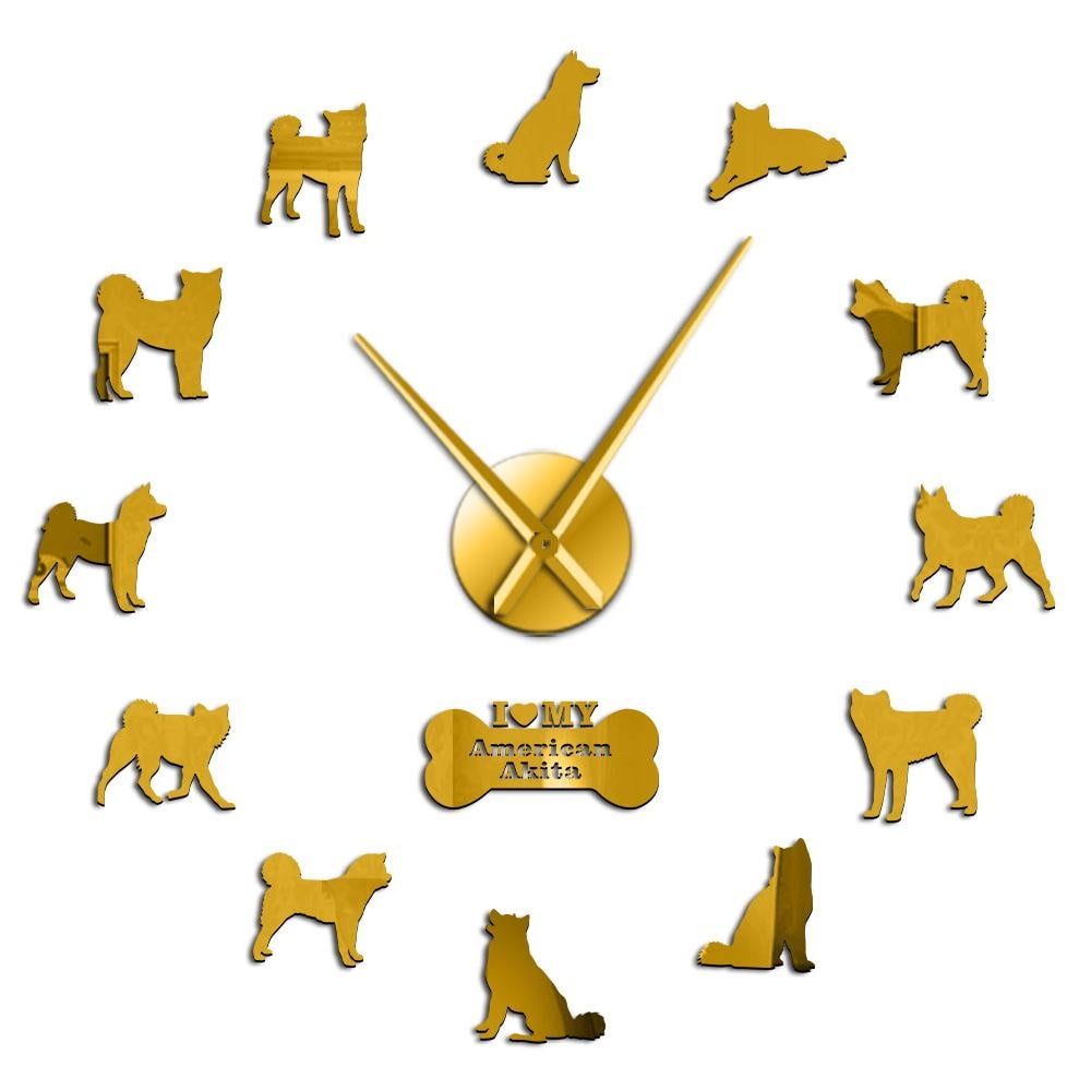 American Akita Dog Breed Frameless Wall Clock Stickers, DIY Modern ...