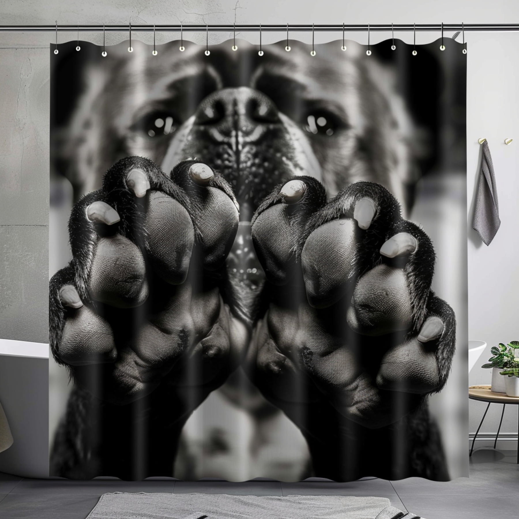 American Android Dog Claws Fangs Horror Black White Gray Bathroom ...