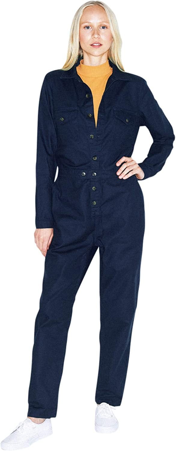 American Apparel Women Long Sleeve Twill Coverall, Navy, X-Small ...