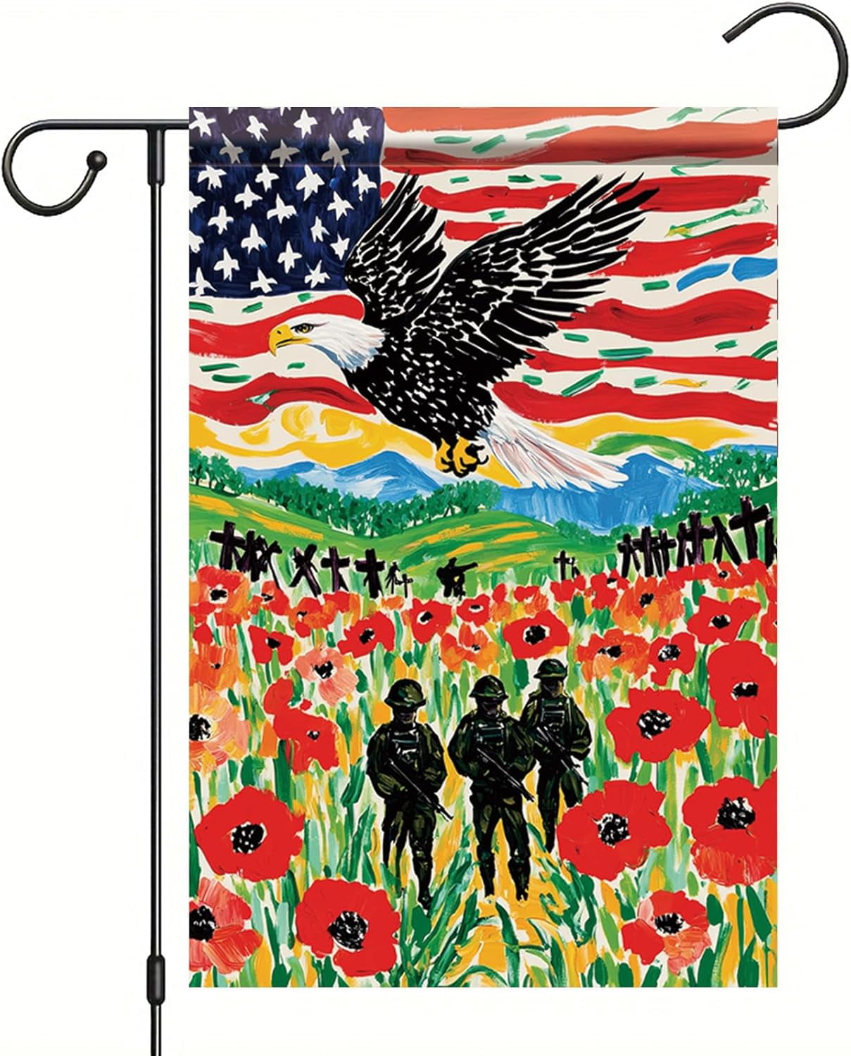 American Army Veteran Garden Flag Double Sided Patriotic Eagle Design ...