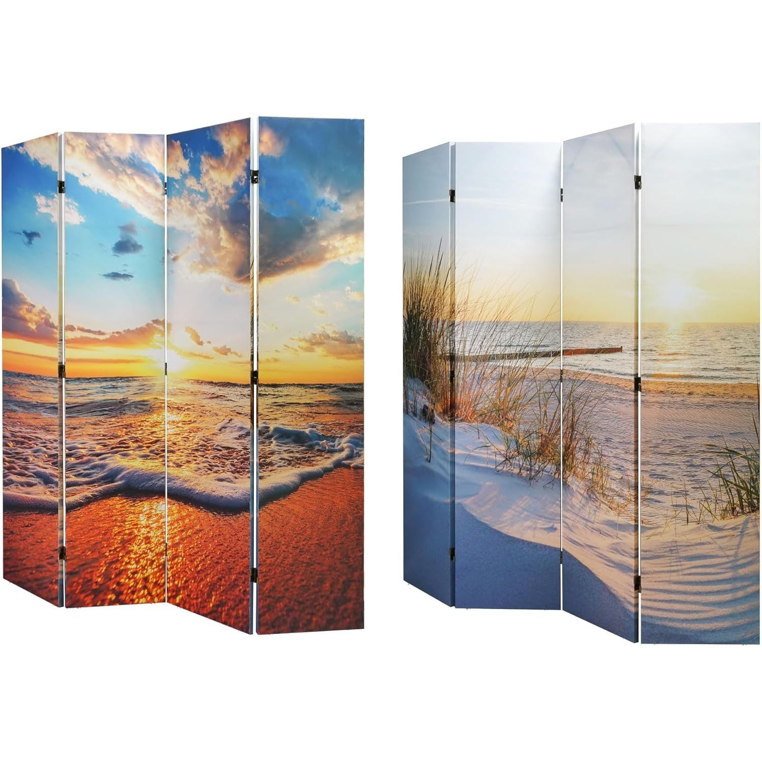 American Art Decor 4-Panel Dressing Room Divider - Double-Sided Baltic ...