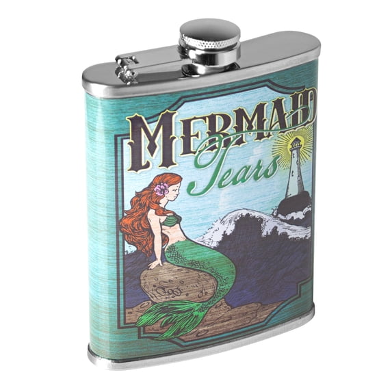 American Art Decor 8 oz Liquor Flask – Mermaid Tears Stainless Steel ...