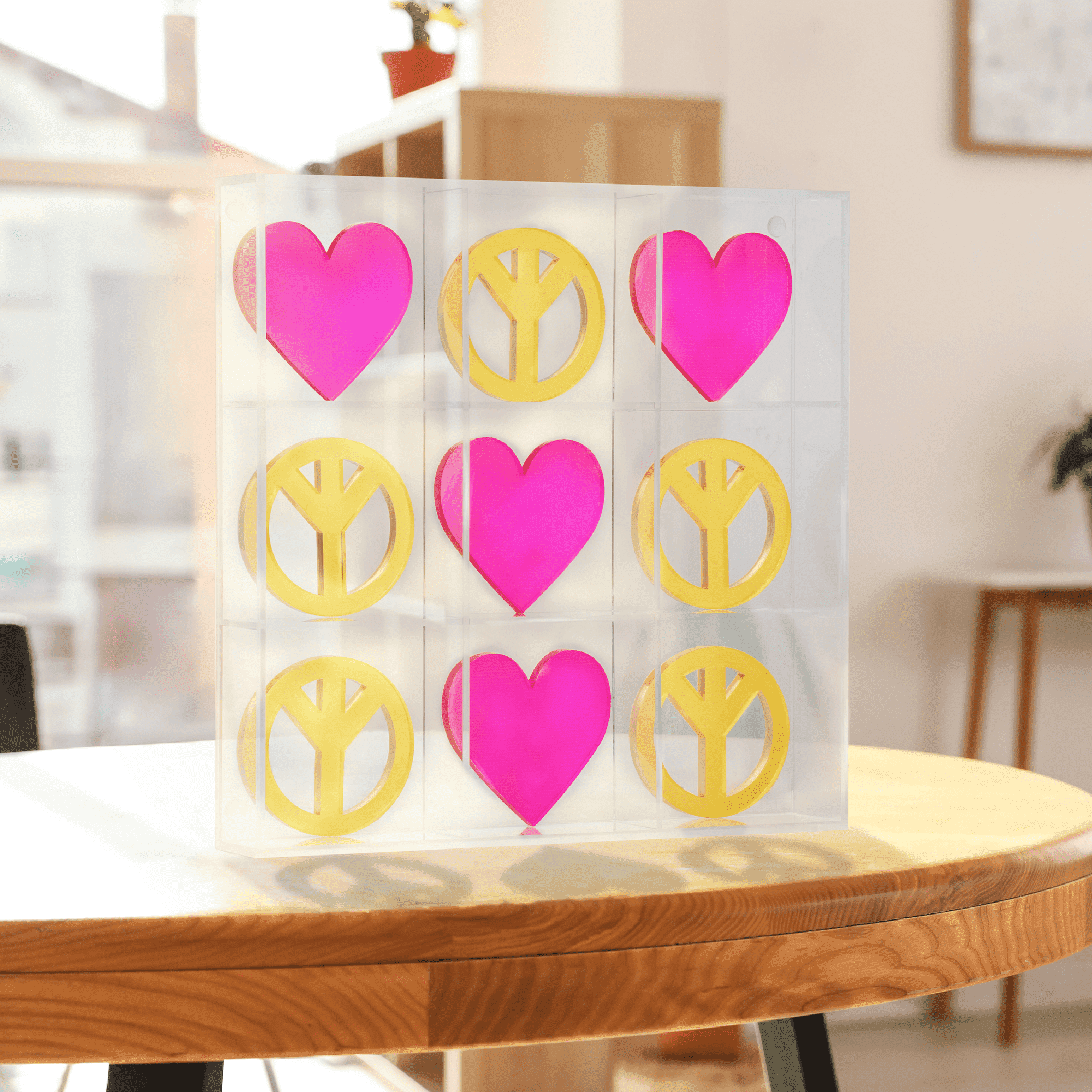 American Art Decor Acrylic Tic Tac Toe Board Game Set Peace & Heart ...