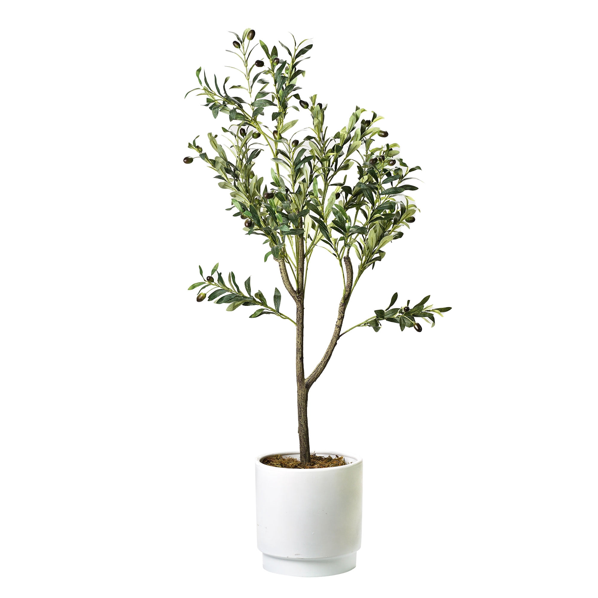 American Art Decor Artificial Olive Tree in White Ceramic Pot with ...