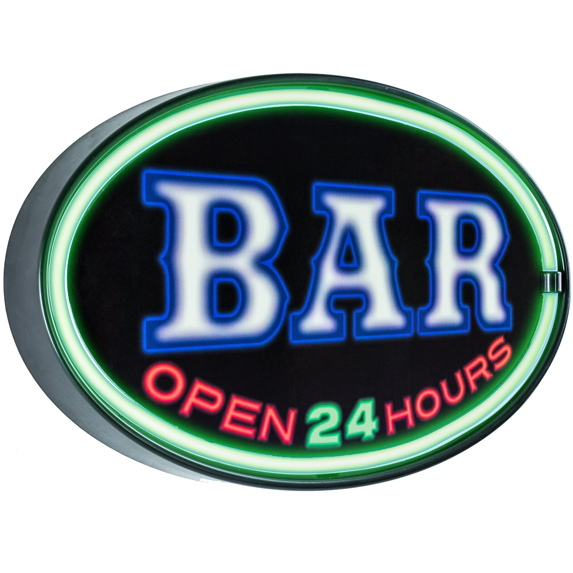 American Art Decor Bar Open 24 Hours Oval Shaped LED Light Up Sign Wall ...