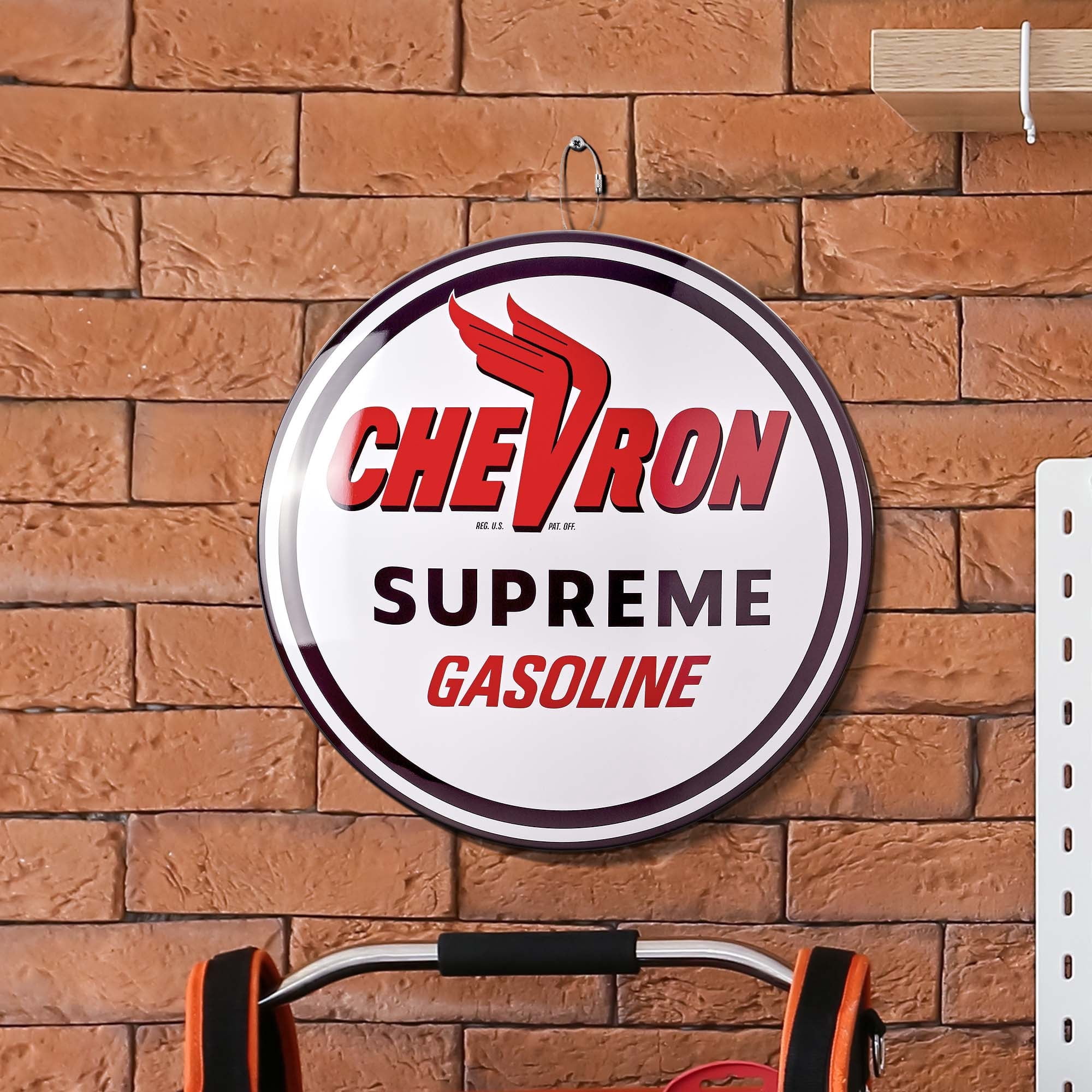American Art Decor Chevron Supreme Gasoline Metal Wall Art 15 ...