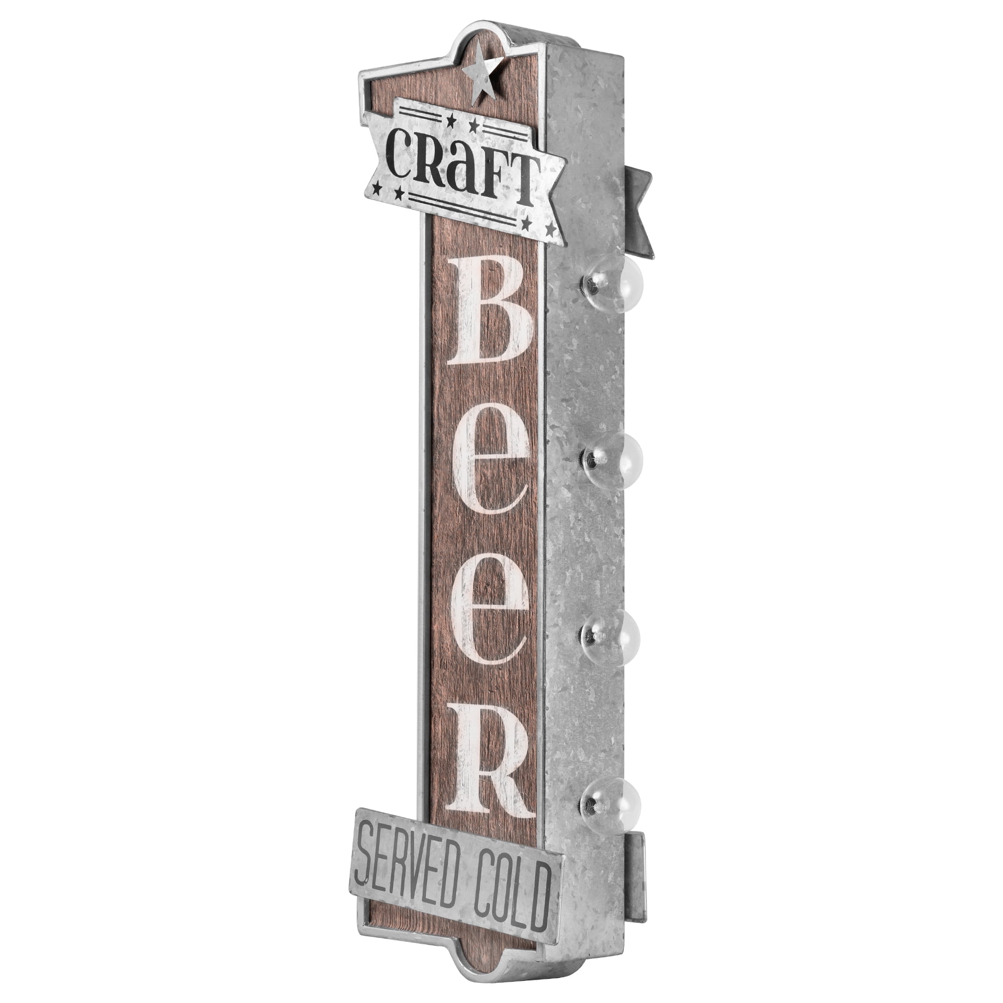 American Art Decor Craft Beer Served Cold Vintage LED Sign - Walmart.com