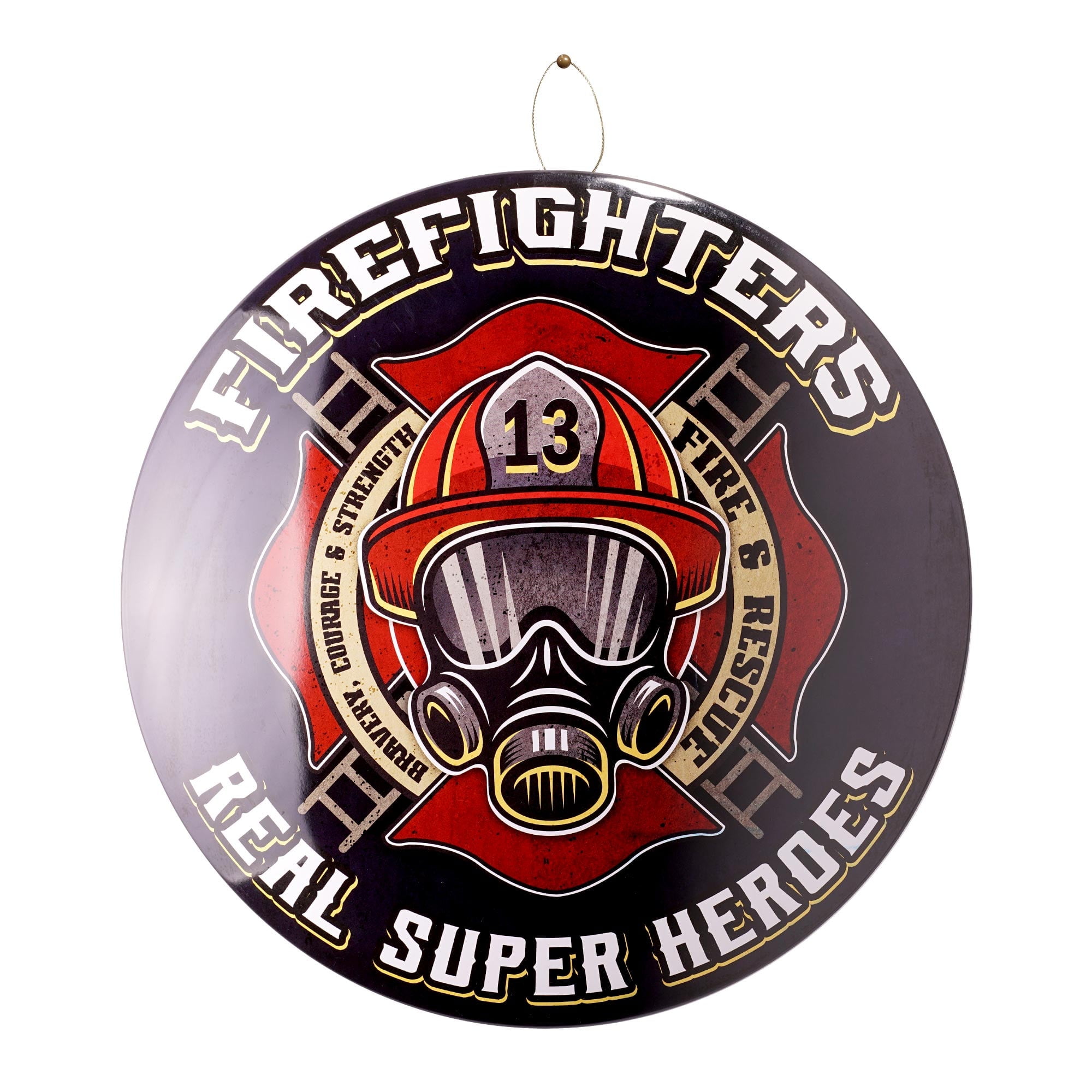 American Art Decor Distressed Firefighters Real Super Heroes Dome Metal ...