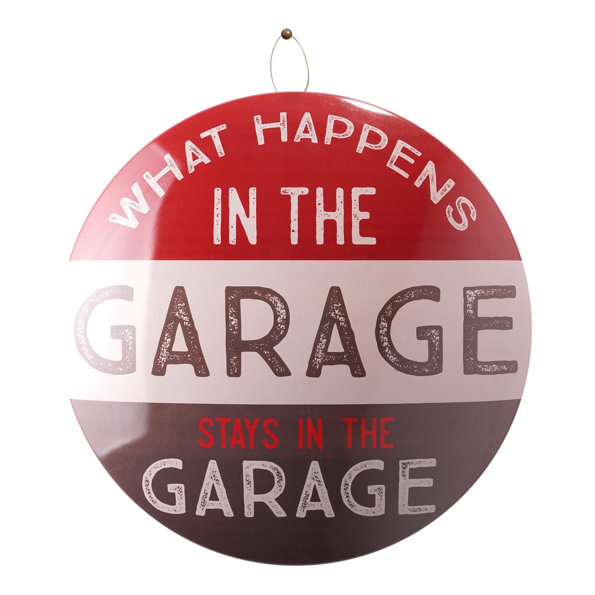 American Art Decor Distressed What Happens in the Garage Dome Metal ...
