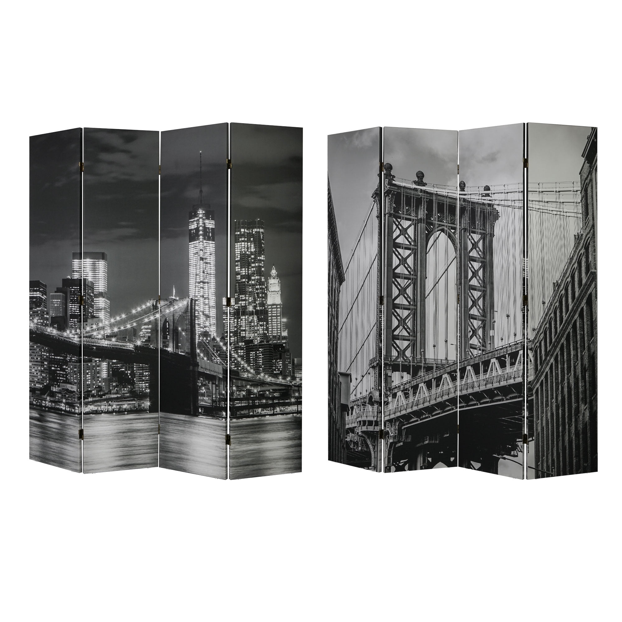 American Art Decor Double-Sided Brooklyn Bridge, Manhattan Bridge Black ...