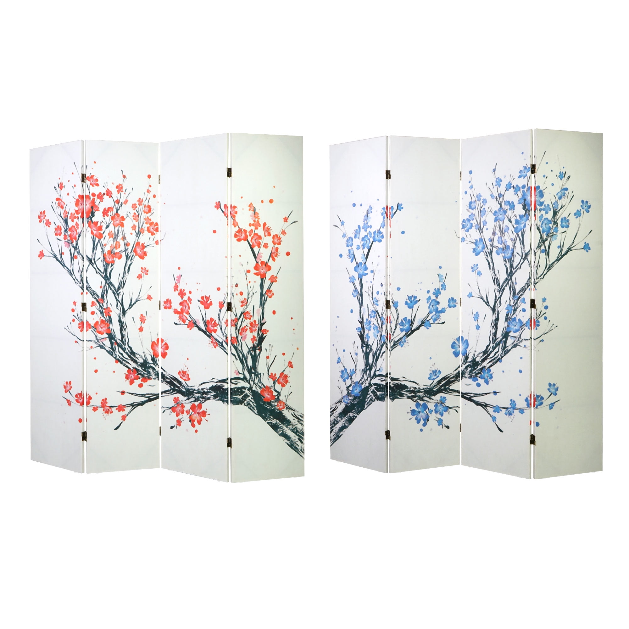 American Art Decor Double-Sided Red & Blue Cherry Blossom Tree Canvas ...