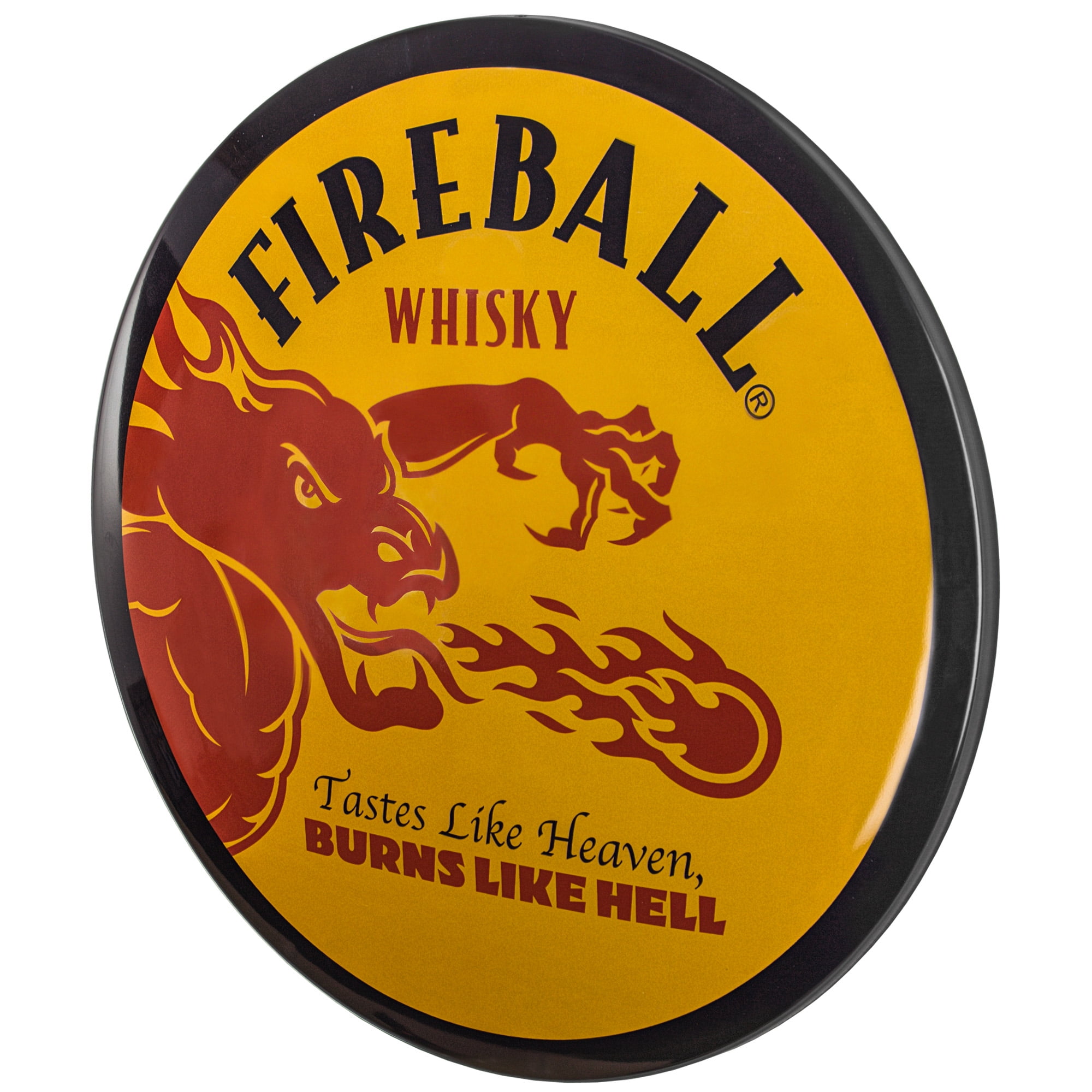 American Art Decor Fireball Whiskey Dome Metal Sign (15") - Room Decor ...